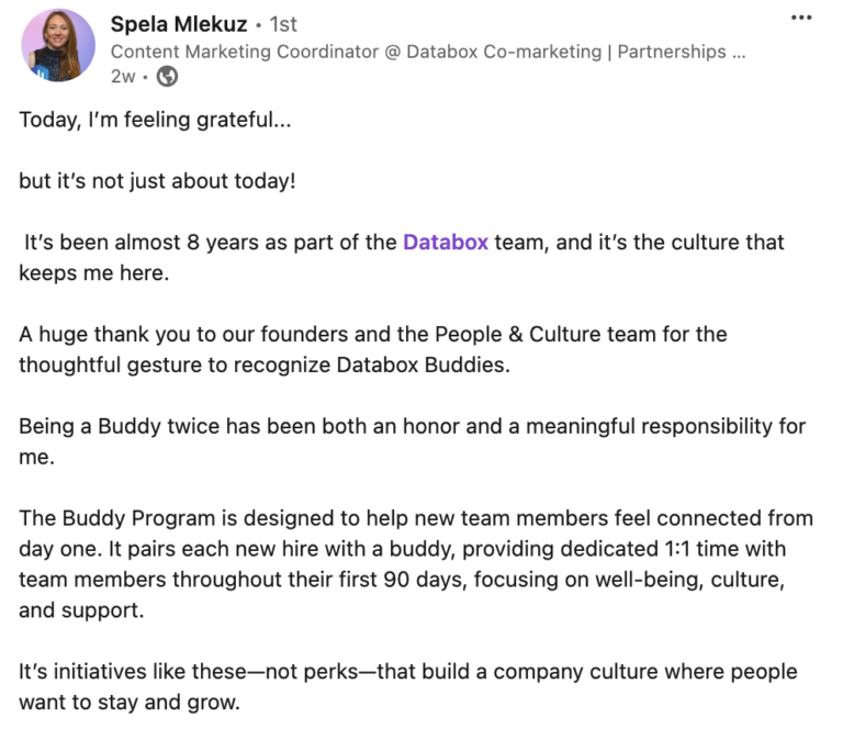 Cultural Onboarding Done Right: Using Work Buddy Program Databox